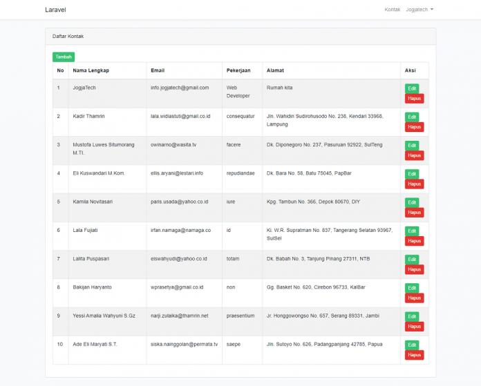 Laravel Tutorial Menampilkan Data Dengan Datatables Server Side Pada Laravel Jogjatech Web